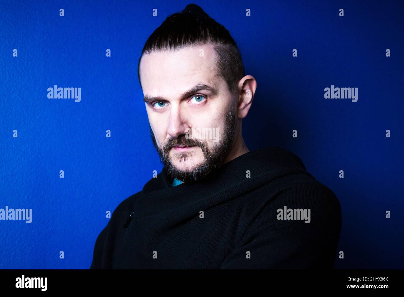 Portrait photograph of frontman of Polish rock band Riverside Mariusz ...