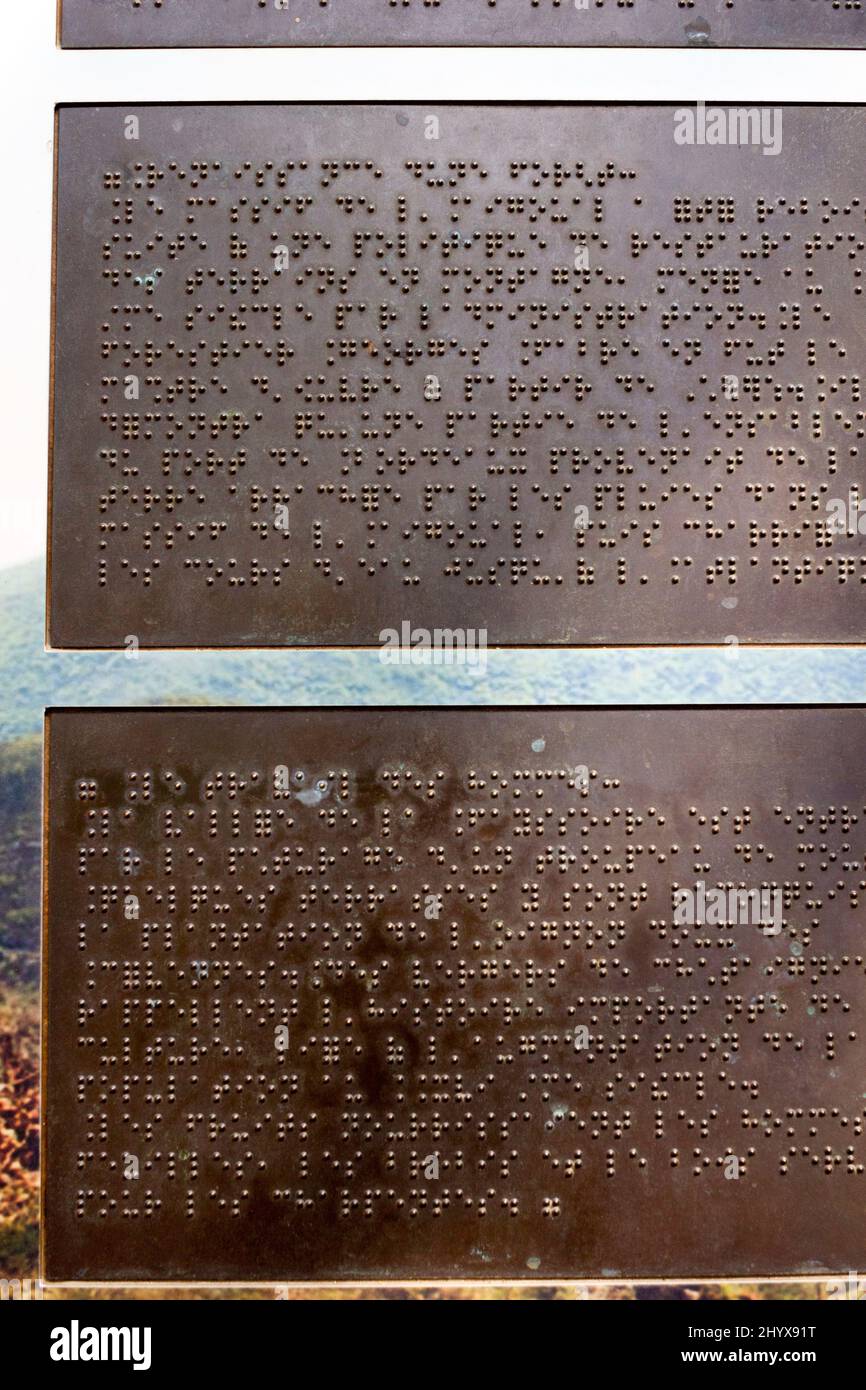 Braille writing on an outside panel Stock Photo - Alamy