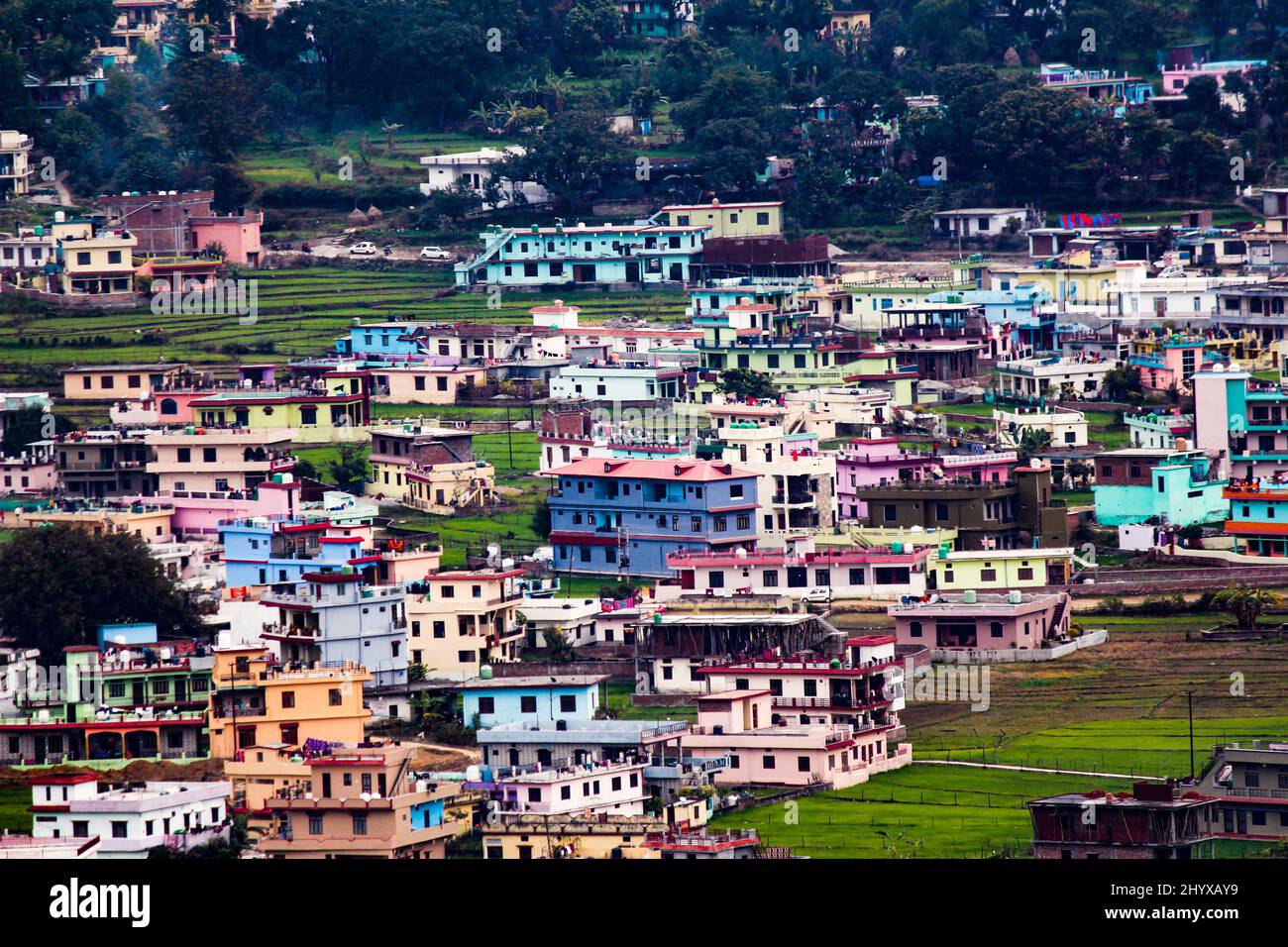 View of Bageshwar town. Bageshwar district in the state of Uttarakhand ...