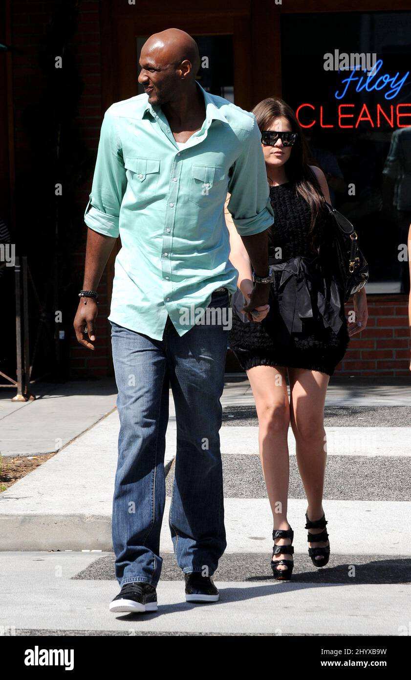 Lamar Odom and wife Khloe Kardashian eat at La Scala in Beverly Hills ...