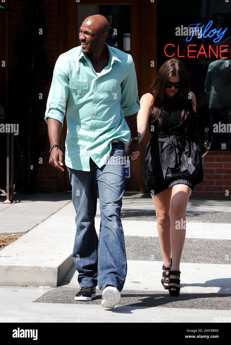 Lamar Odom and wife Khloe Kardashian eat at La Scala in Beverly Hills ...