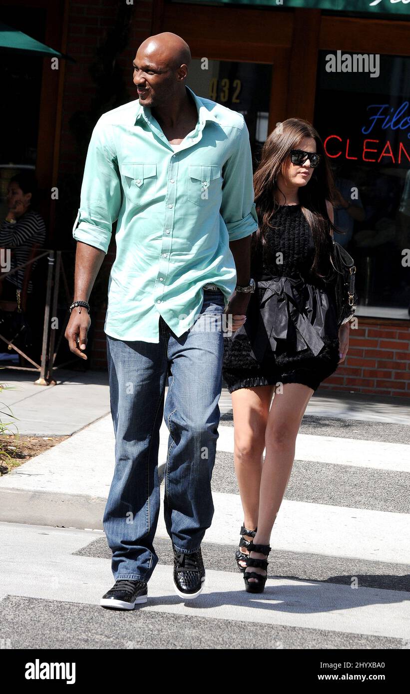 Lamar Odom and wife Khloe Kardashian eat at La Scala in Beverly Hills ...