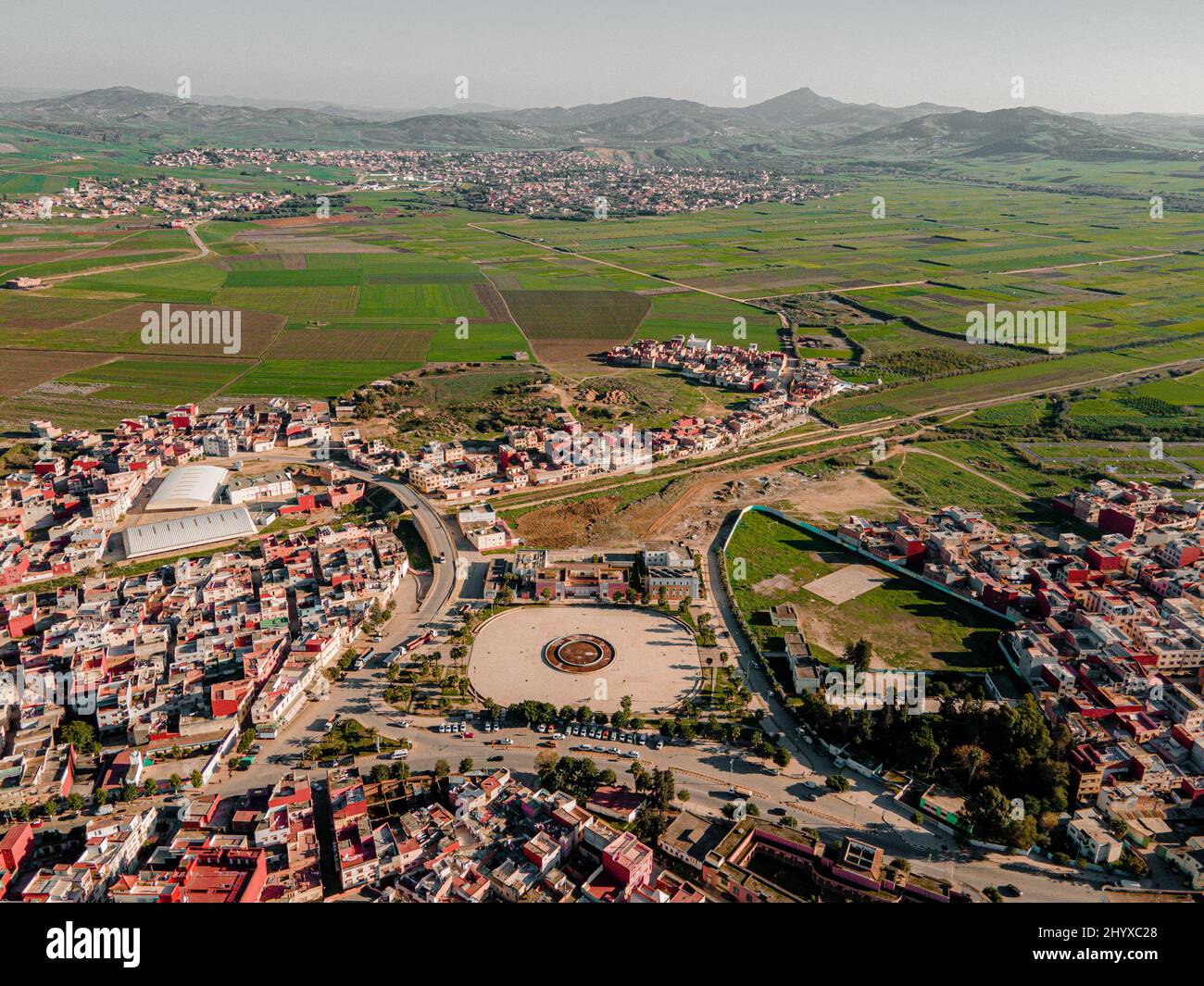 Aerial view of buildings in a village in the countryside Stock Photo ...