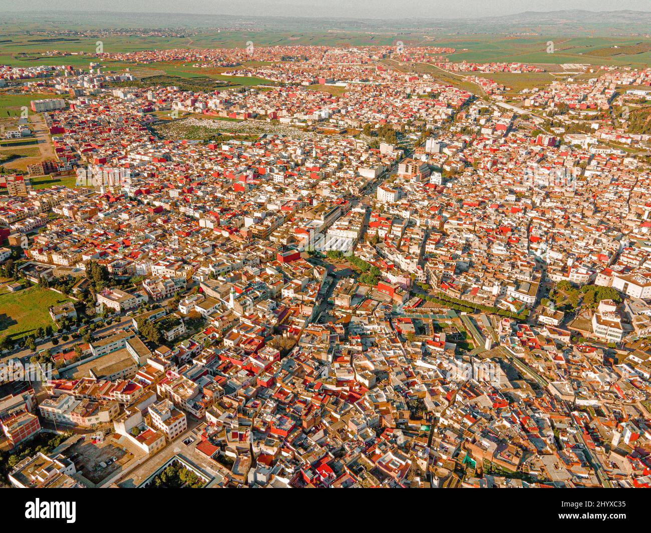 Aerial view of buildings in a village in the countryside Stock Photo ...