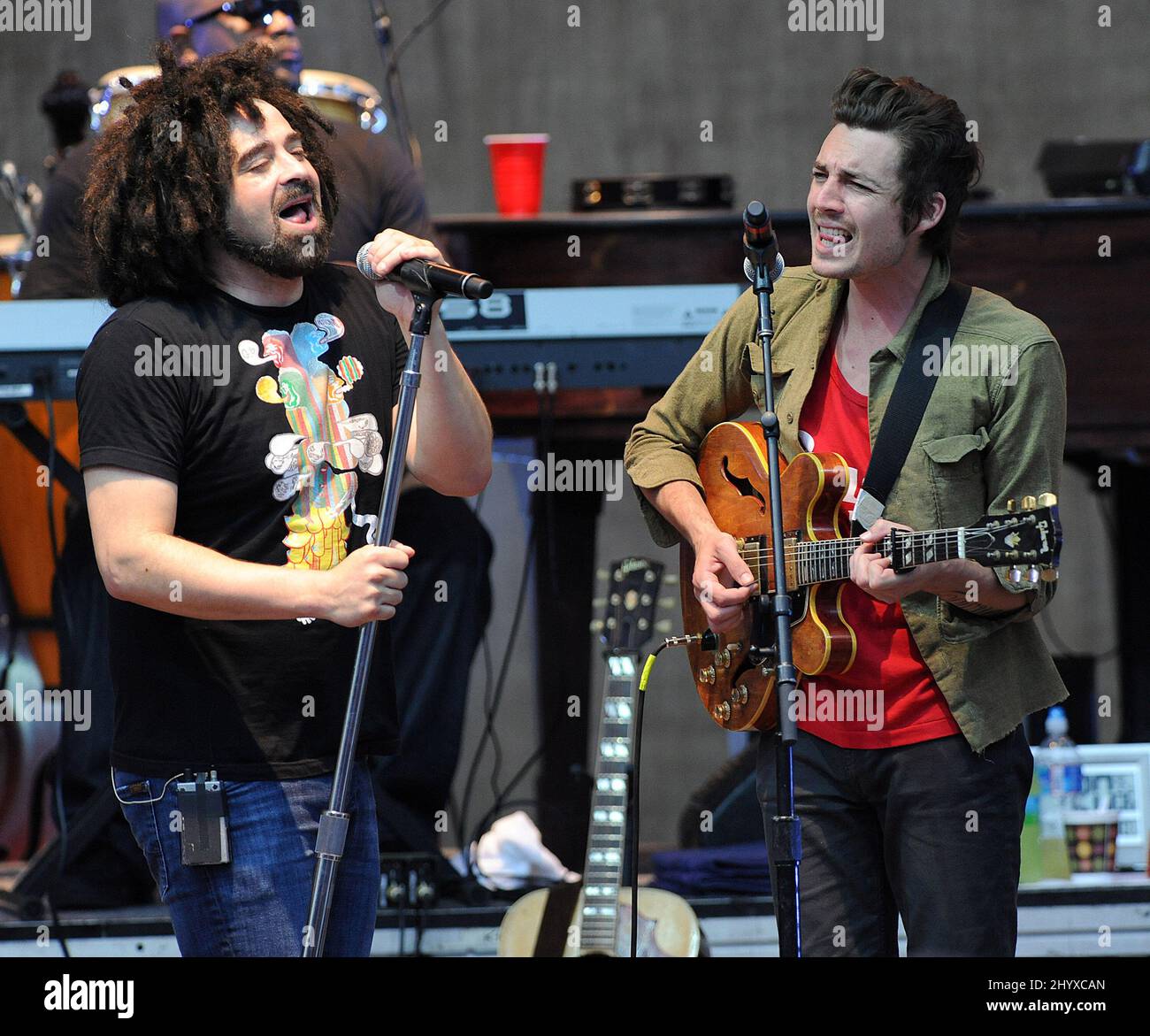 Adam Duritz and Dan Layus of The Counting Crows performs during The ...