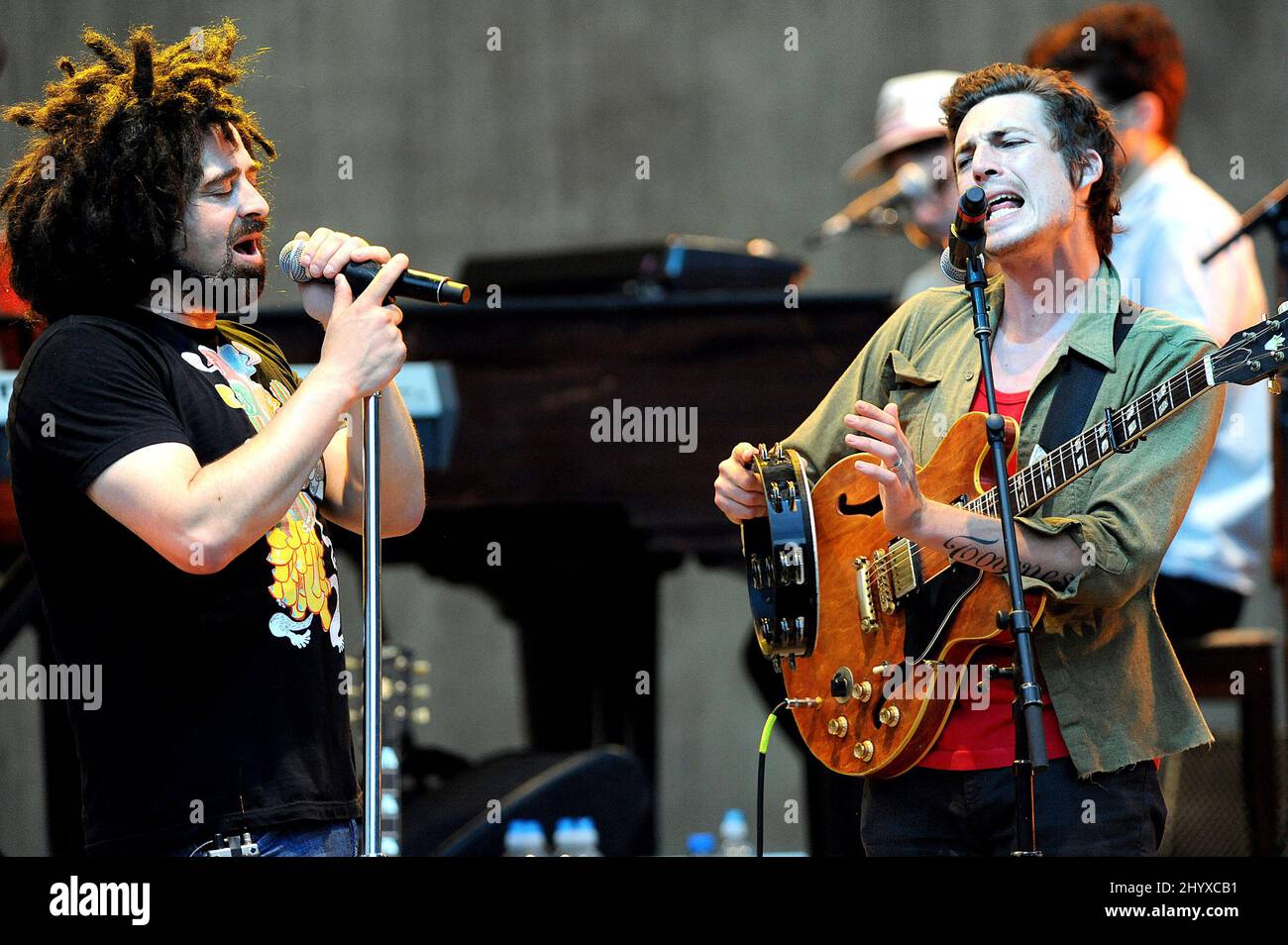 Adam Duritz and Dan Layus of The Counting Crows performs during The ...
