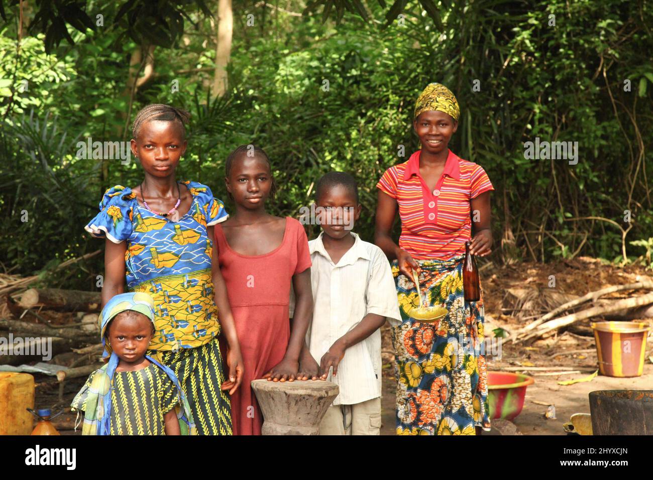 Closeup of an African family cooking diner in Sierra Leone Stock Photo ...