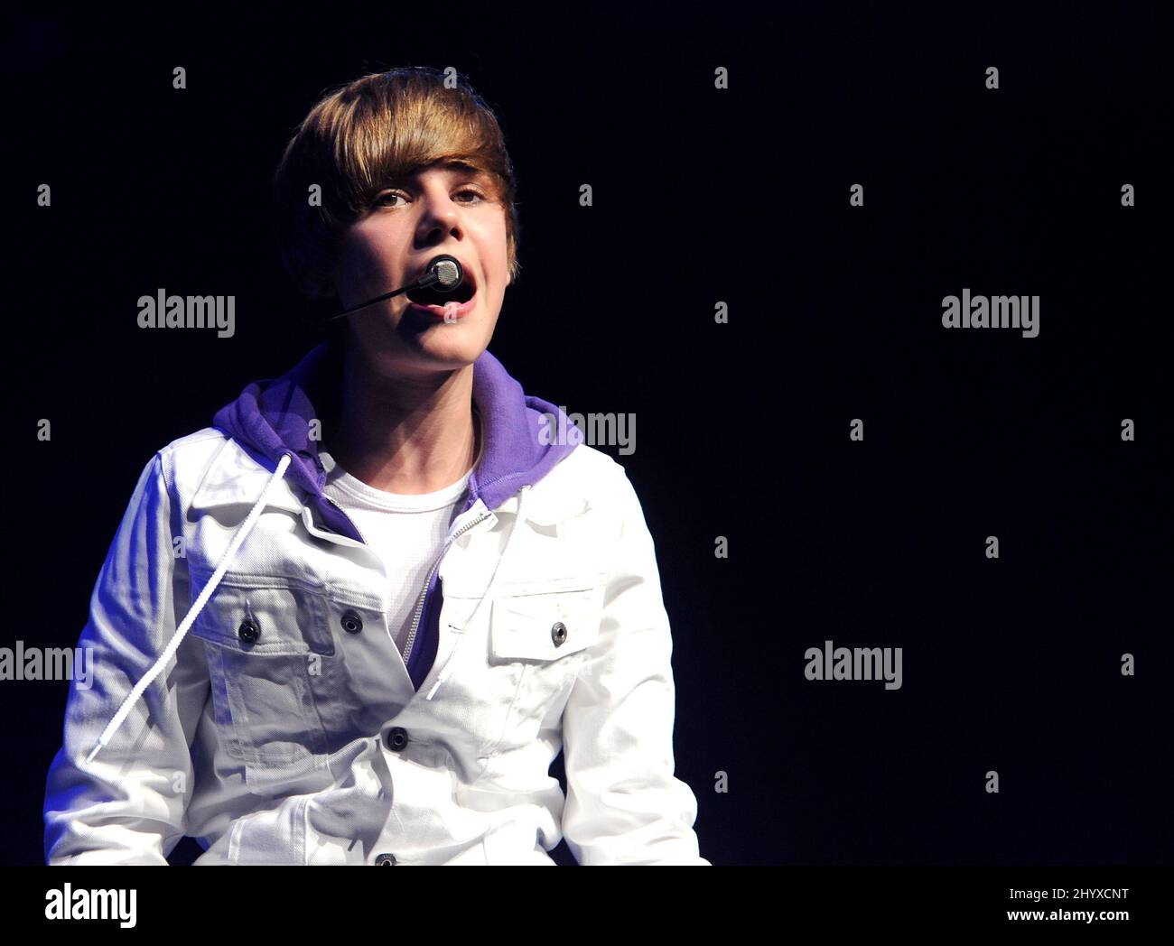 Justin Bieber in concert at the Nokia Theatre, Los Angeles Stock Photo ...