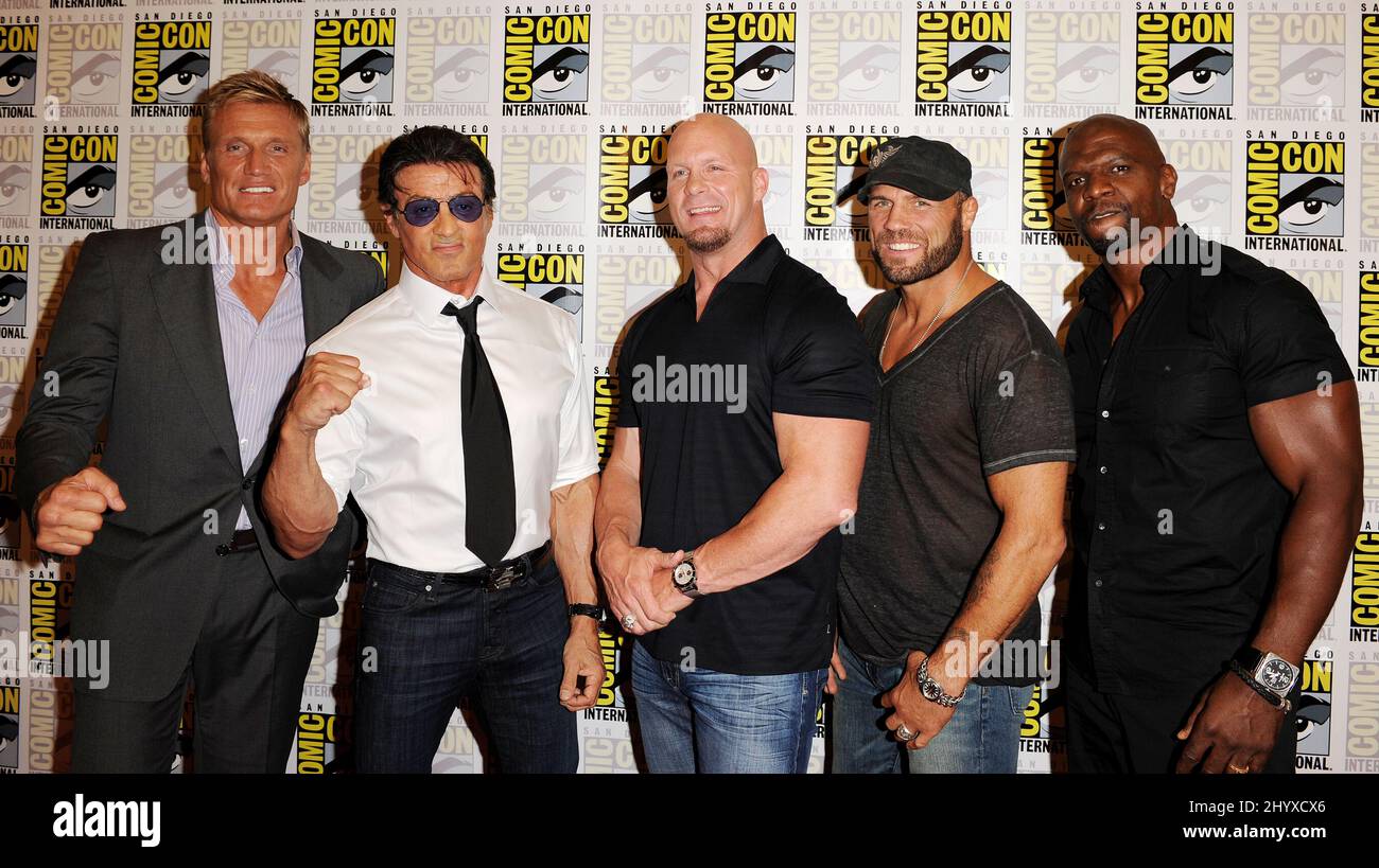Dolph Lundgren, Steve Austin, Sylvester Stallone, Randy Couture, and ...