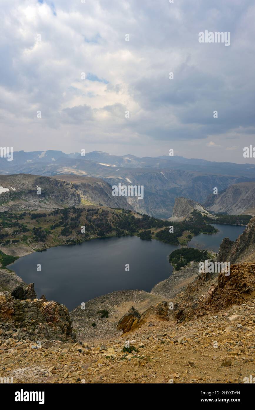 Cloudy skies over the Twin Lakes along the Beartooth Highway in the ...