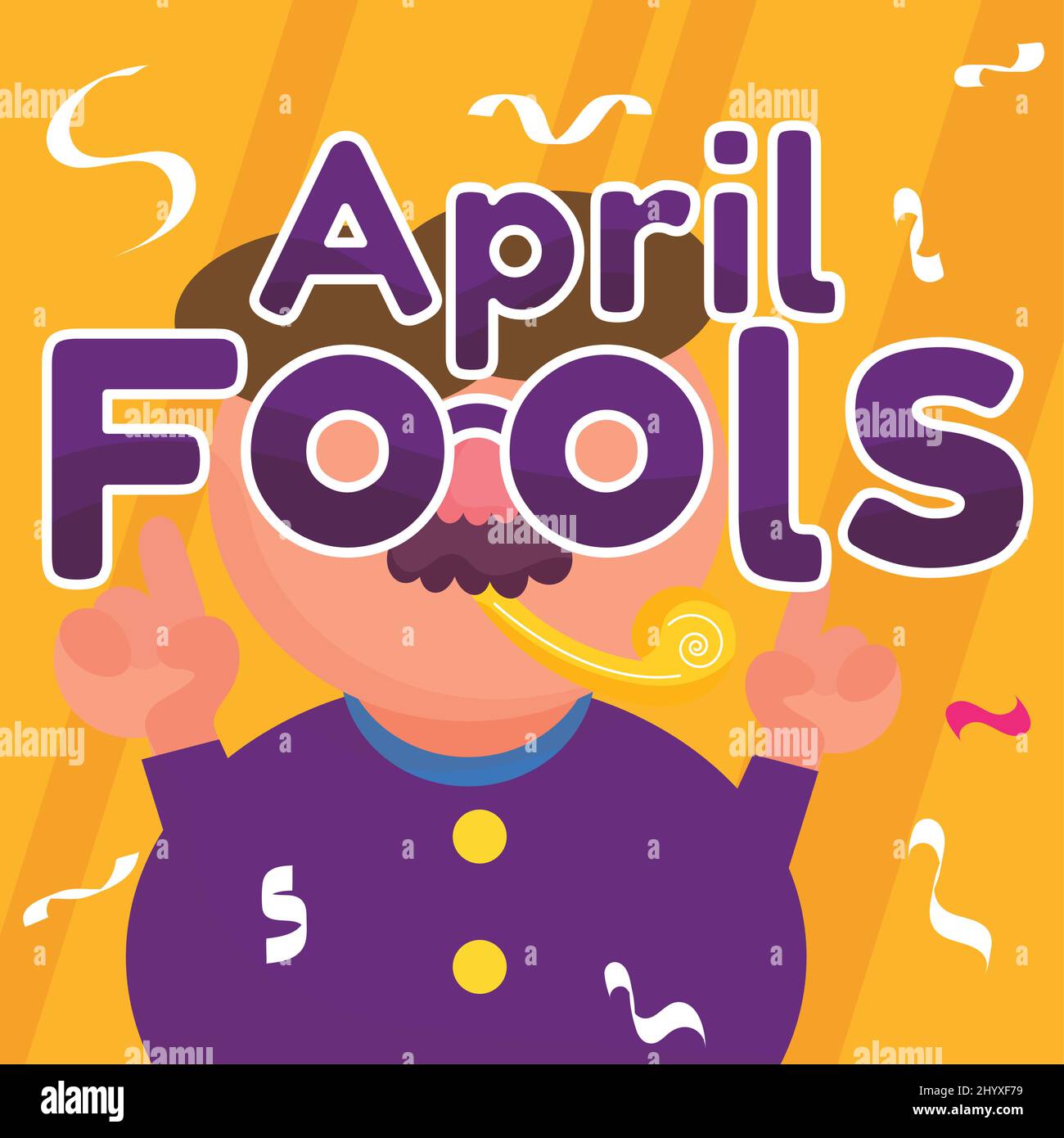 Happy man celebrating with confetti April fool template Vector Stock ...