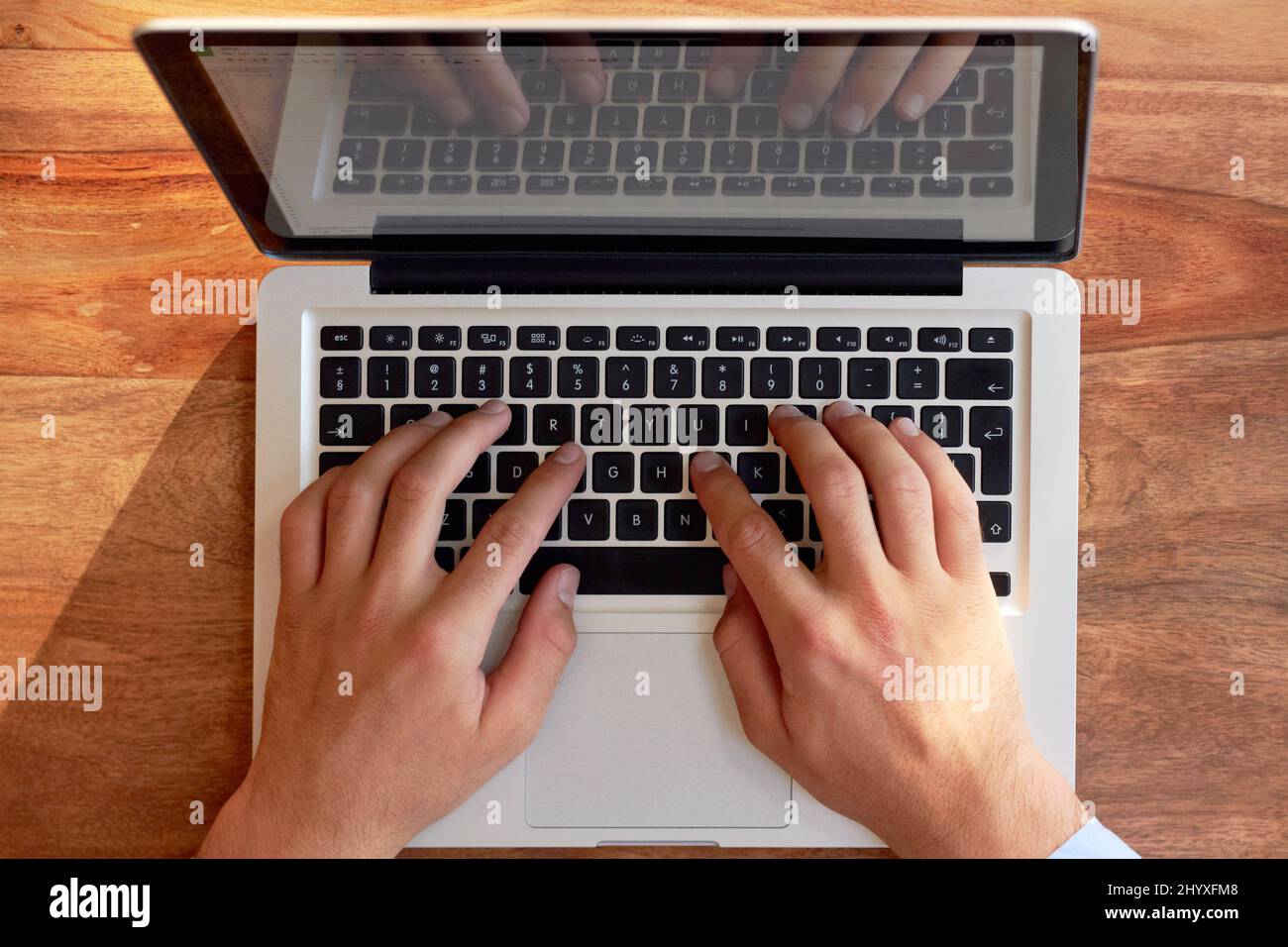 Overhead shot hands typing hi-res stock photography and images - Alamy