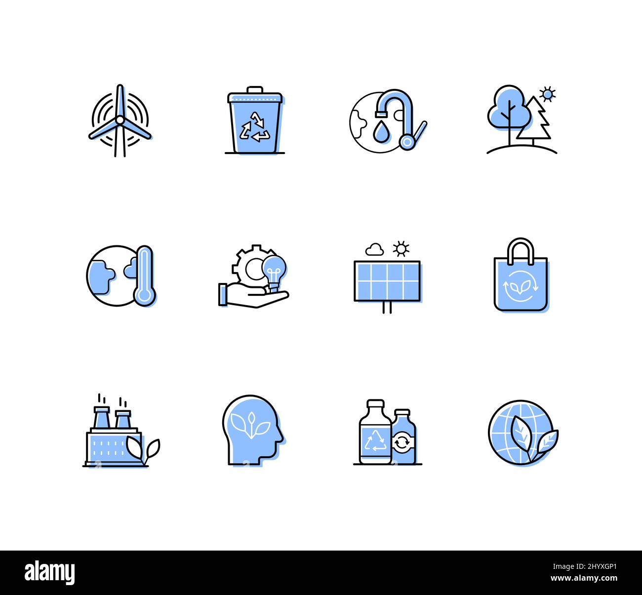 Caring for the environment - modern line design style icons set Stock ...