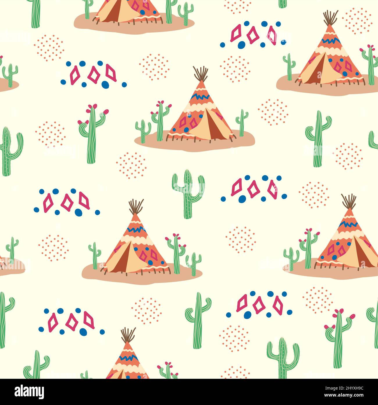 Teepee pattern. Wigwam native american summer tent illustration. Indian ...