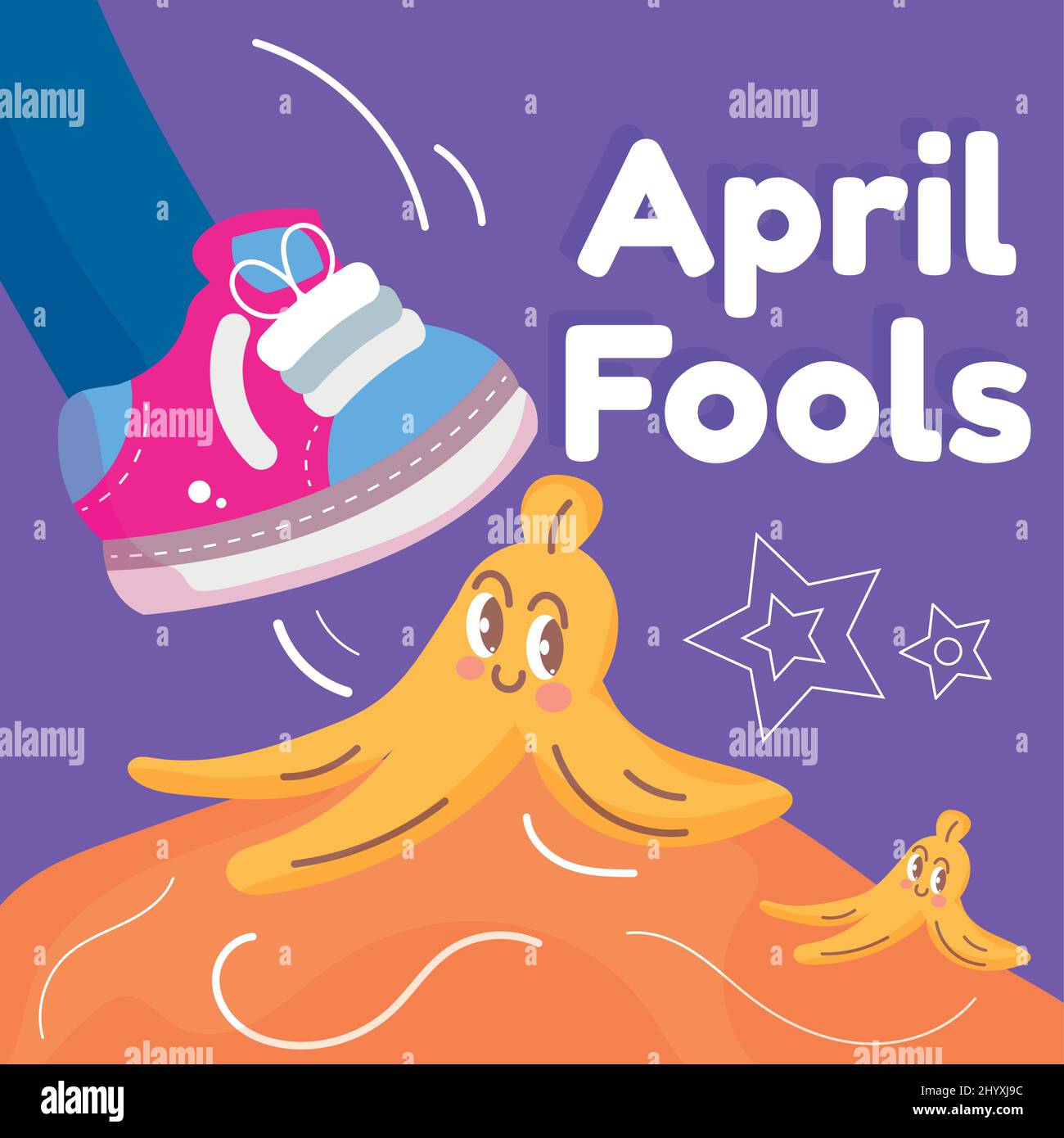 Shoe ready to slice on a banana shell April fool template Vector Stock ...