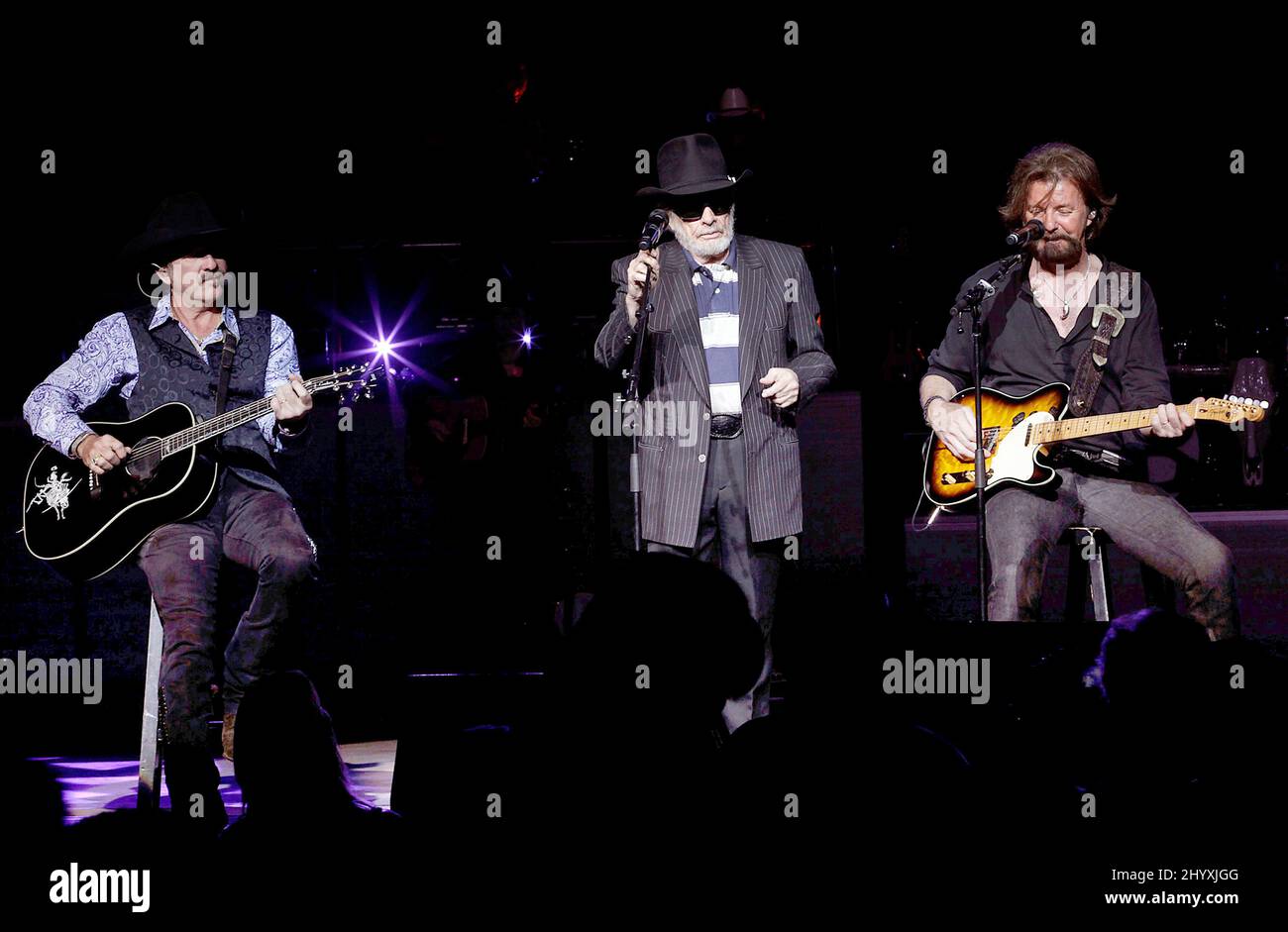Kix Brooks, Merle Haggard and Ronnie Dunn of Brooks & Dunn during their ...