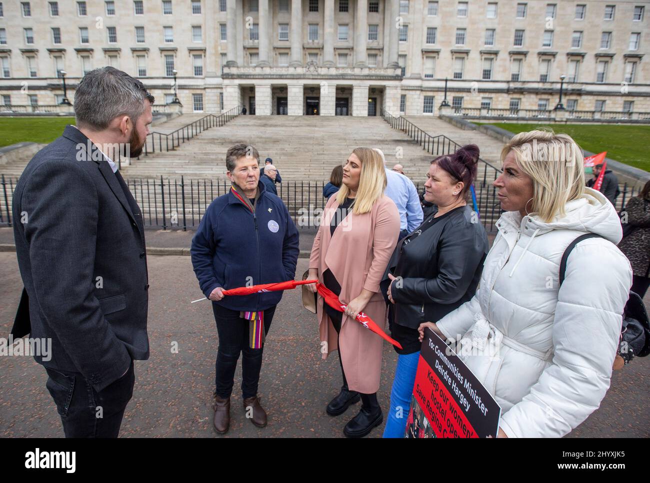 (from left) People Before Profit (PBP) Gerry Carroll MLA speaking with ...