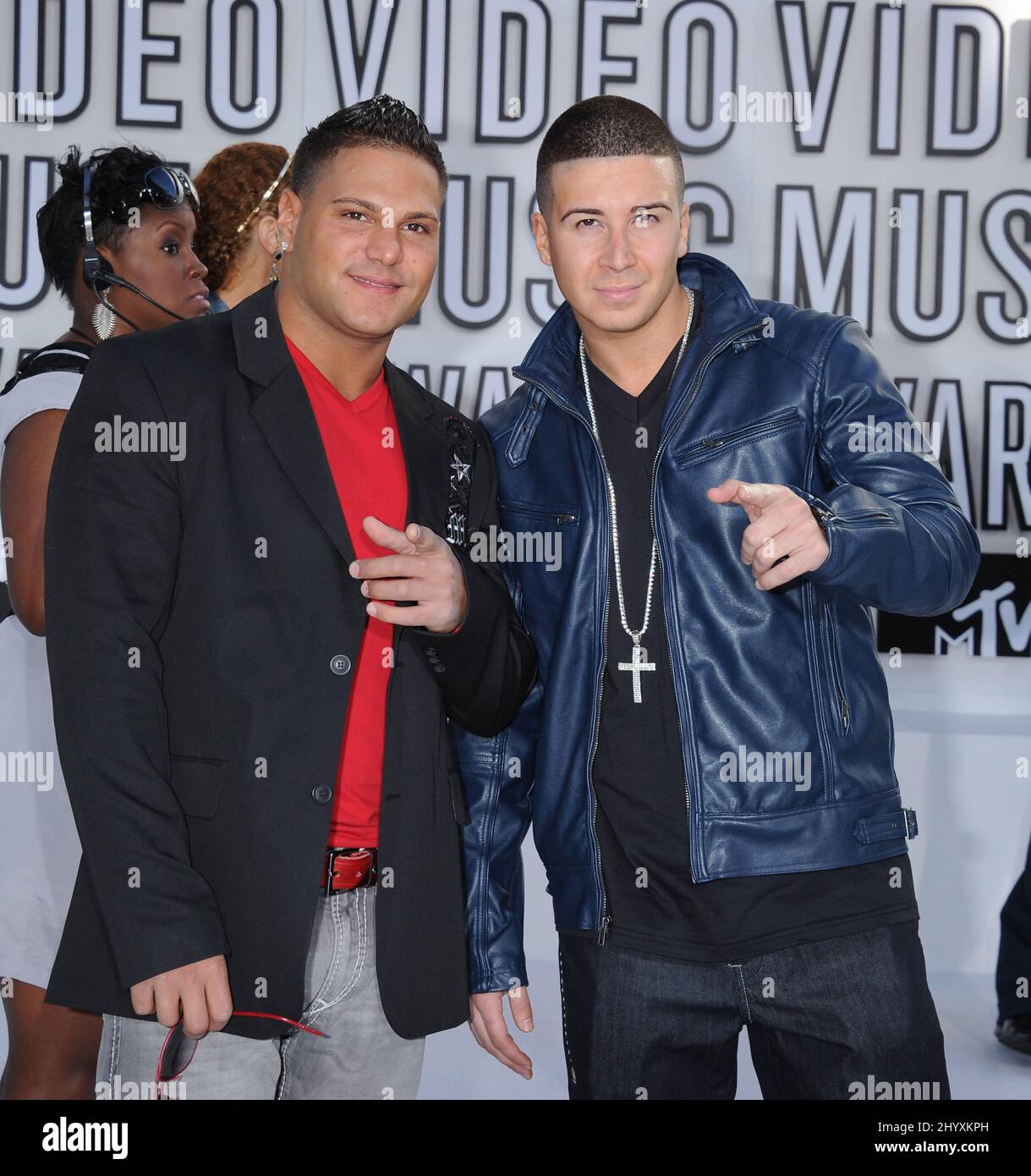 Ronnie Ortiz-Magro and Vinny Guadagnino arrives for the 2010 MTV Video ...