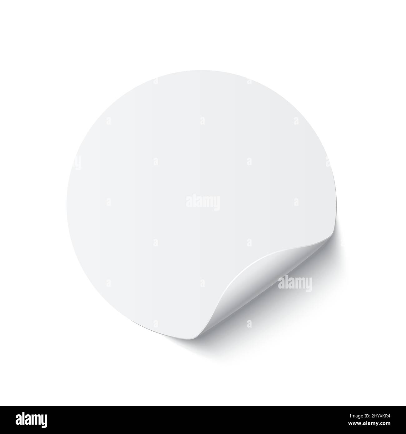 White paper round sticker with curl corner vector illustration. Circle ...