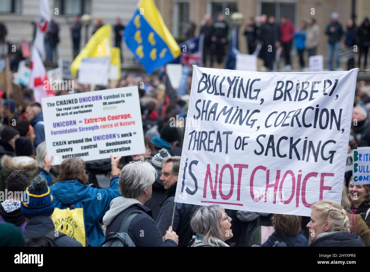 Participants gather for a World Wide Rally for Freedom in front of the ...