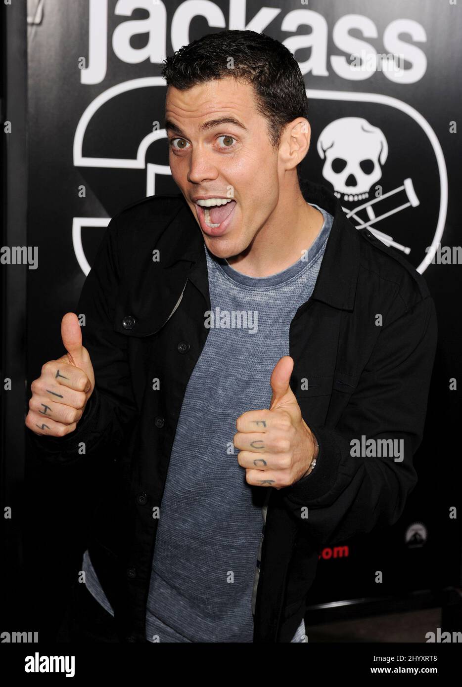 Steve O at the "Jackass 3D" premiere held at the Chinese theatre in Los ...
