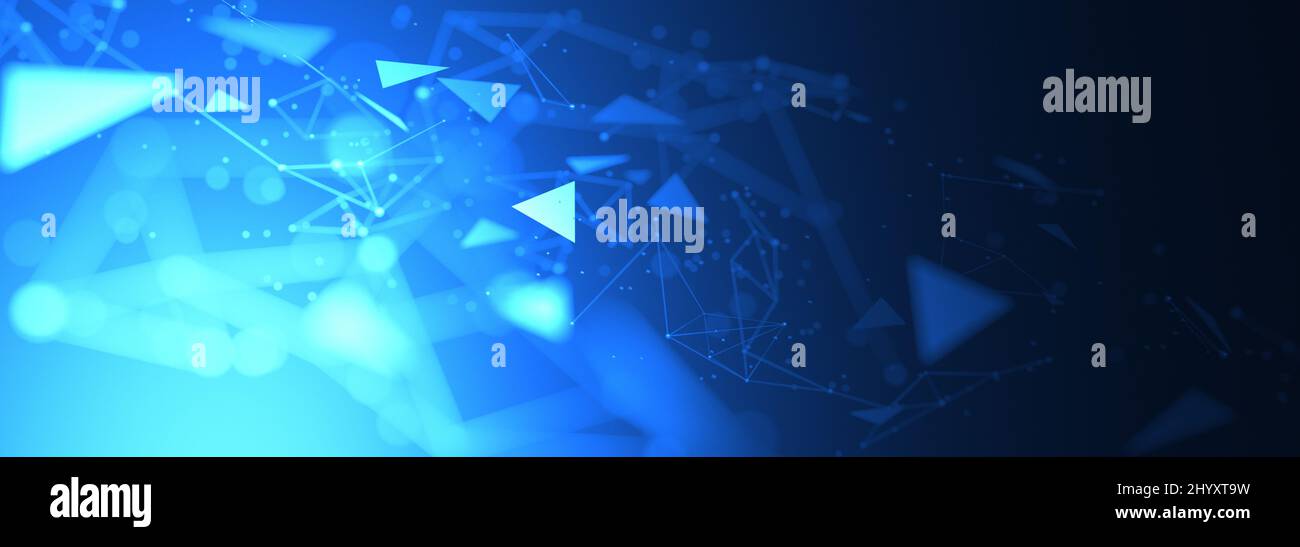 Illustration of a blue futuristic abstract design with triangles and ...