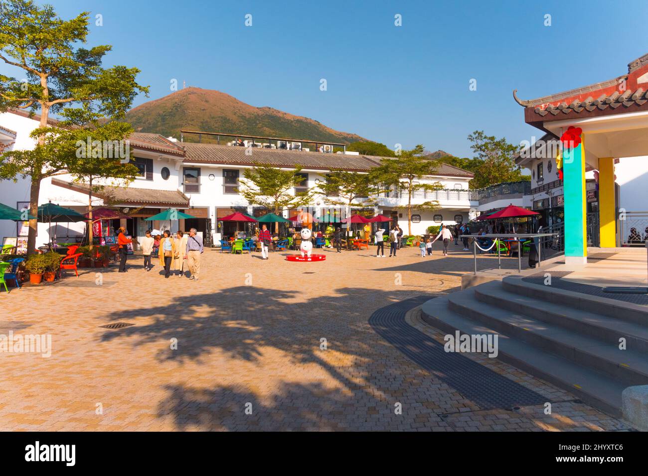 Ngong Ping village, Lantau Island, Hong Kong, China. Tourist trap with ...