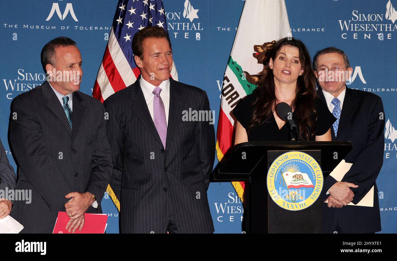 Arnold Schwarzenegger and Julia Ormond during the Official Signing Of ...