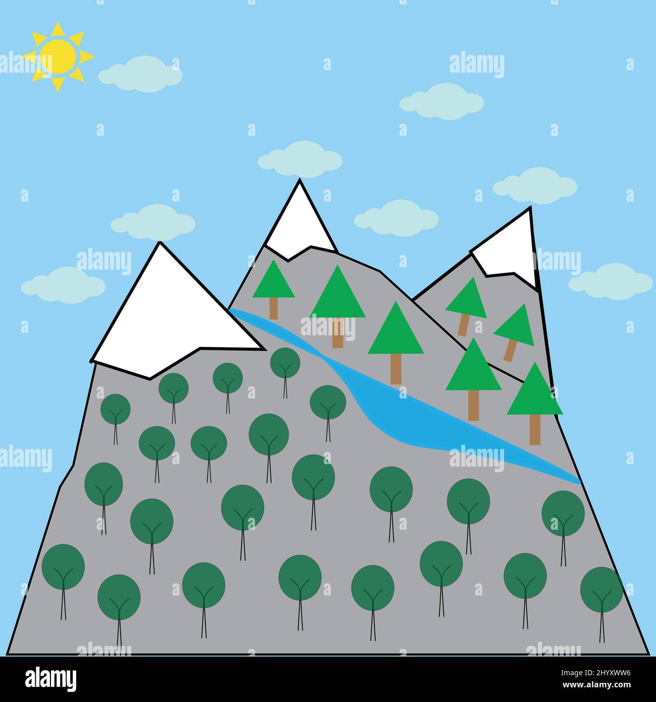 Snowy peaks blue sky Stock Vector Images - Alamy