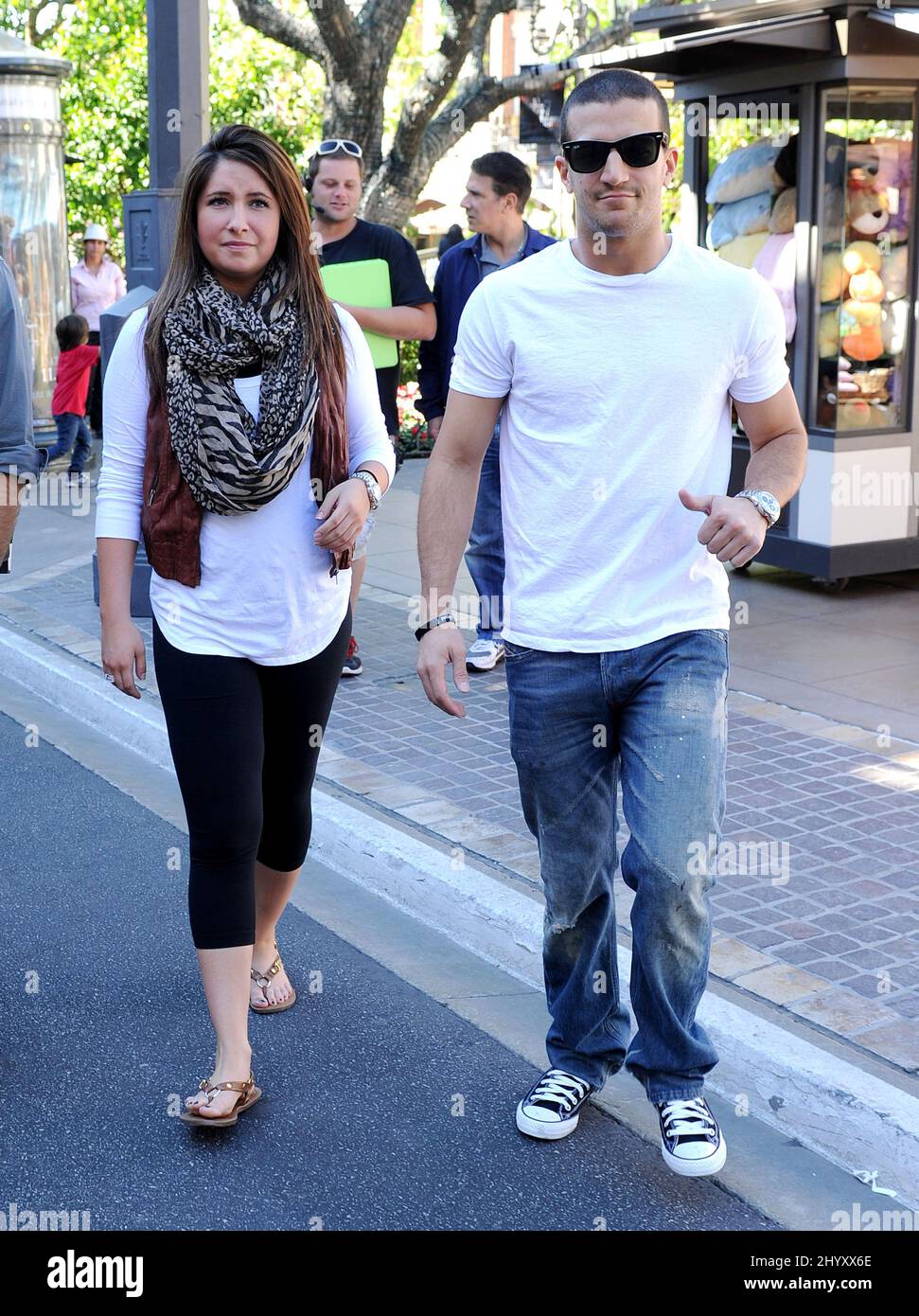Bristol Palin and Mark Ballas on set with "Extra" held at the Grove ...