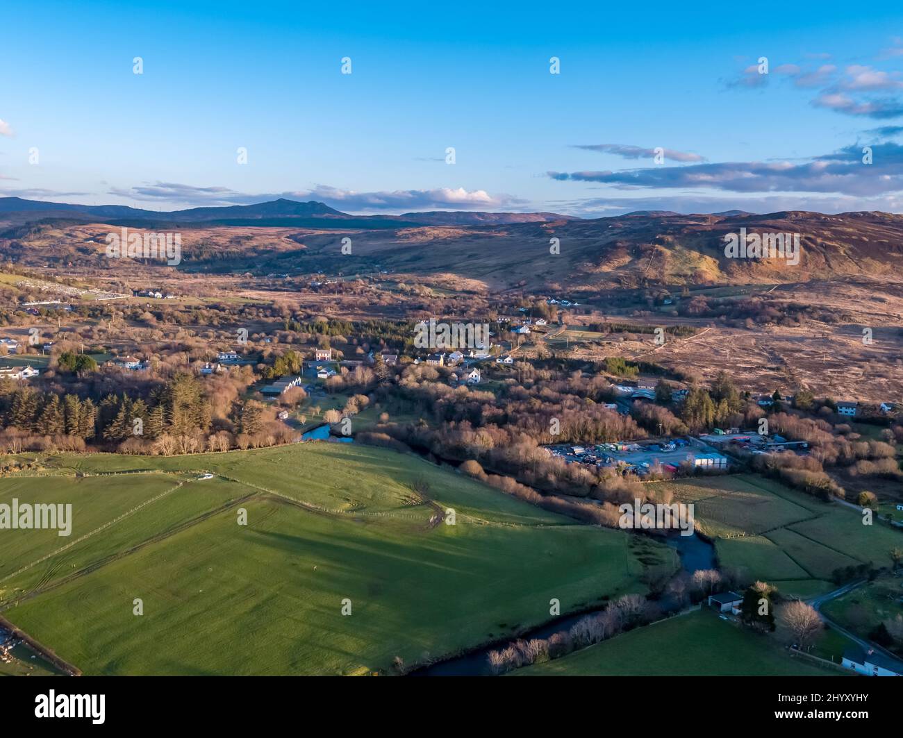 Aerial view of Glenties in County Donegal, Ireland Stock Photo - Alamy