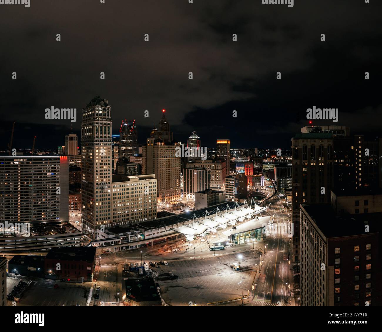 Aerial view of the modern city at night Stock Photo - Alamy