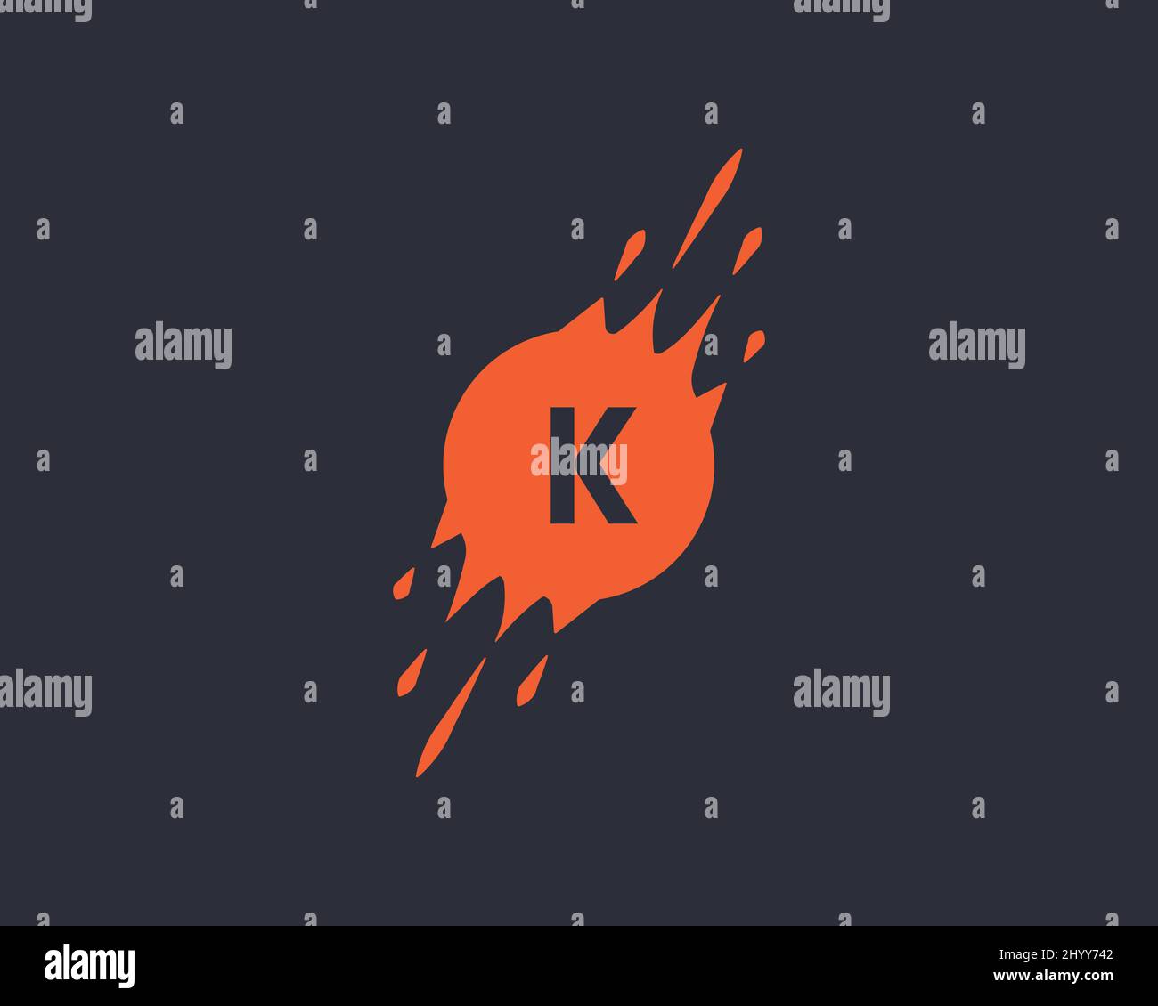 Abstract K letter logo. K dot letter logo where pixel are flying with ...