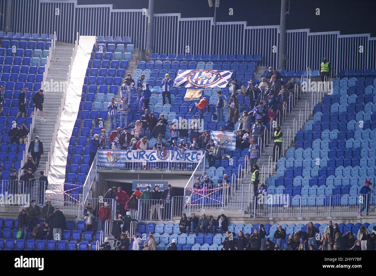 Malaga, Spain. 12th Mar, 2022. SD Ponferradina fans seen during the La ...