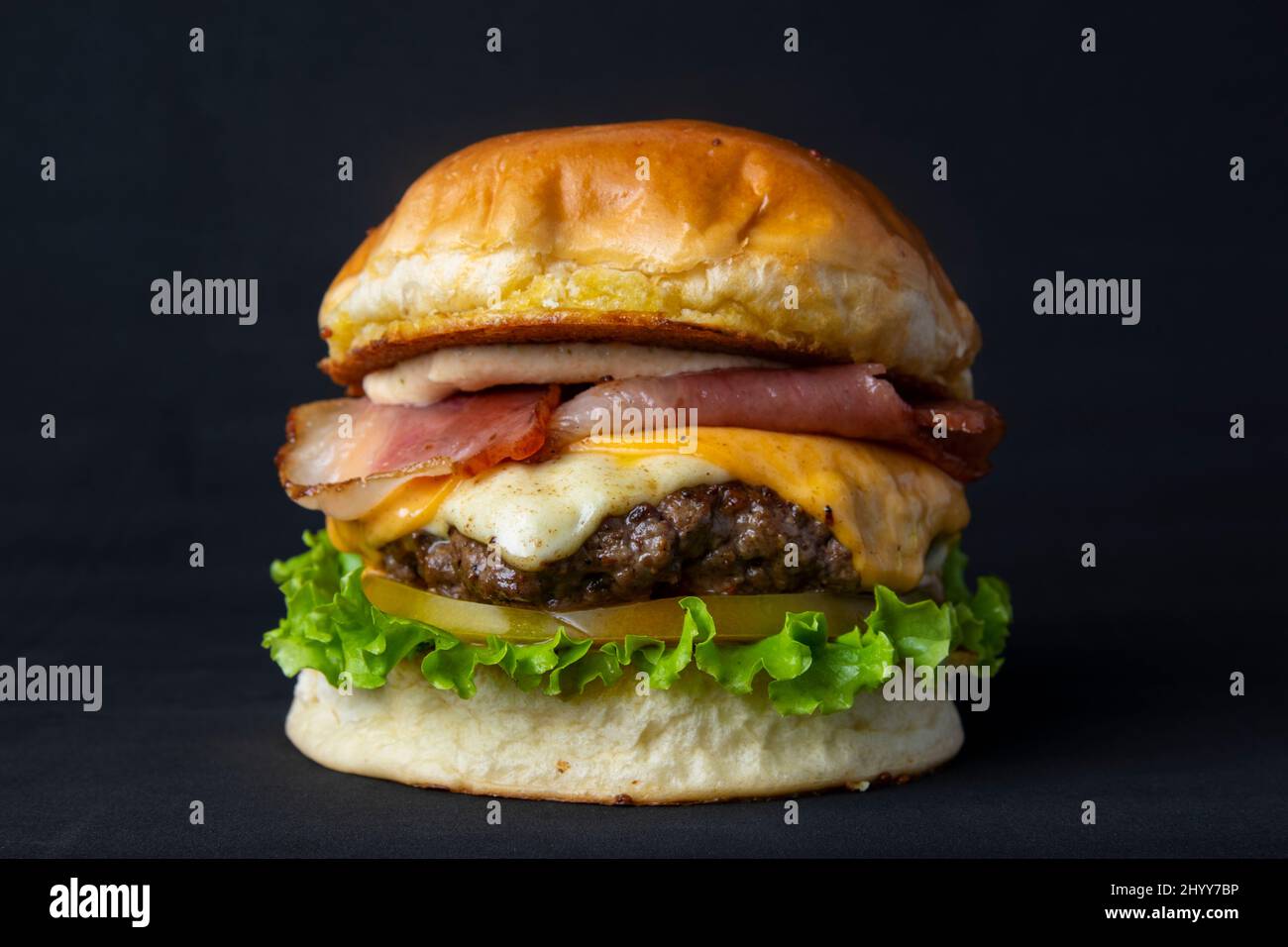 delicious burger ready to enjoy with family or friends Stock Photo - Alamy