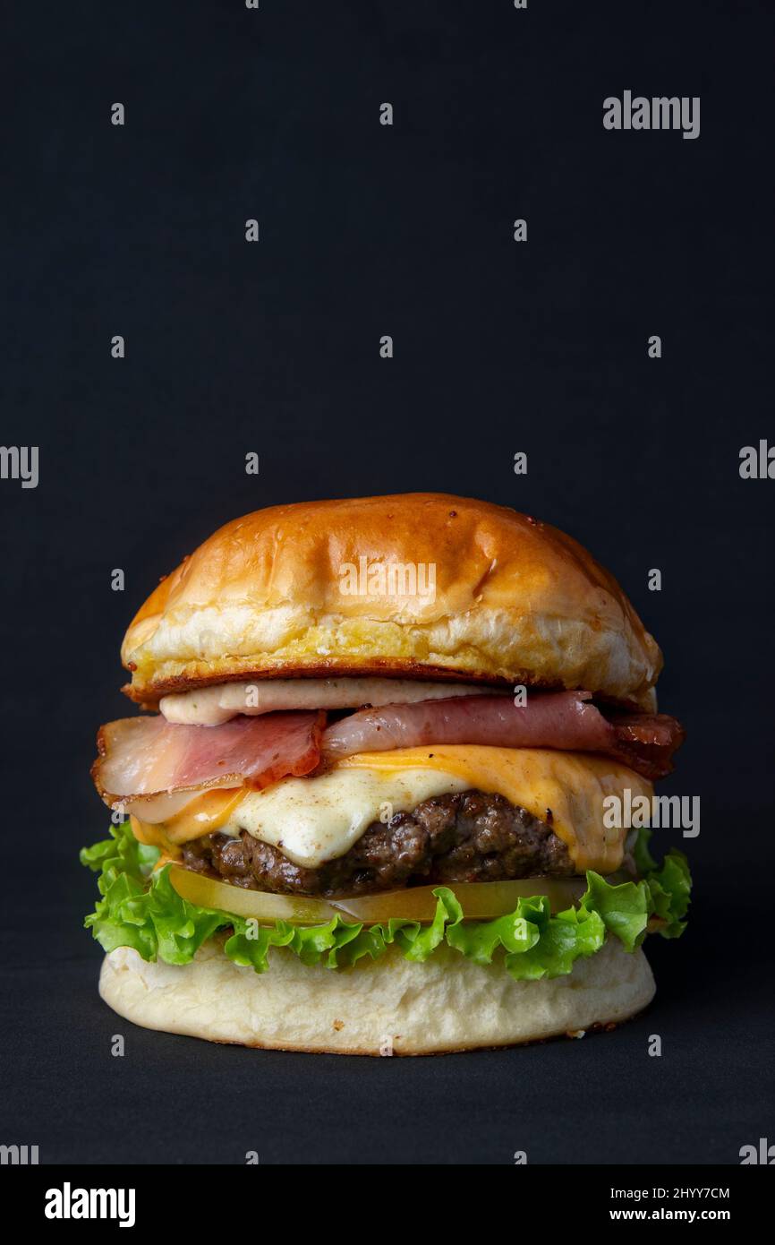 delicious burger ready to enjoy with family or friends Stock Photo - Alamy