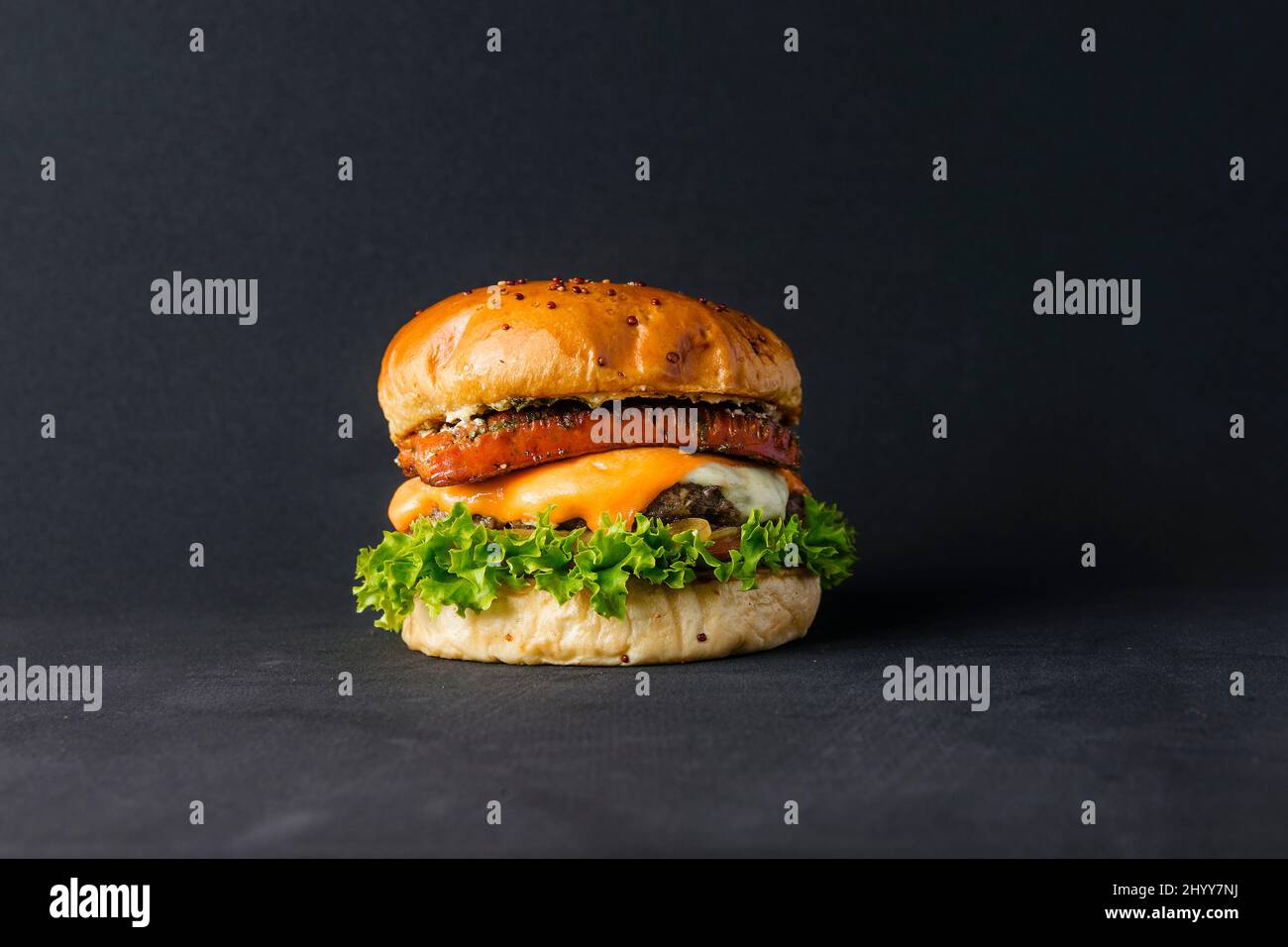 delicious burger ready to enjoy with family or friends Stock Photo - Alamy
