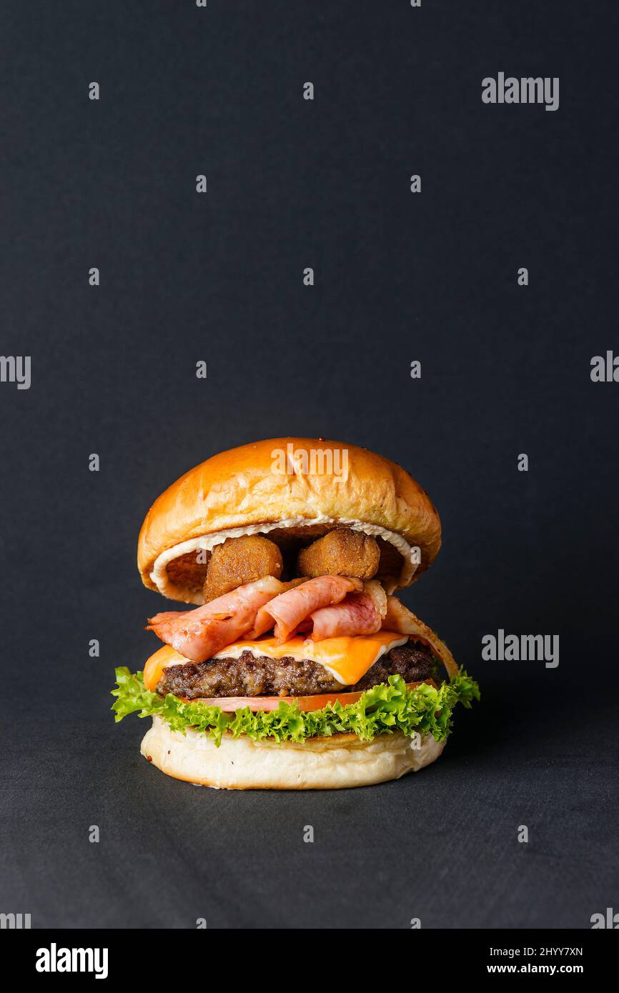 delicious burger ready to enjoy with family or friends Stock Photo - Alamy