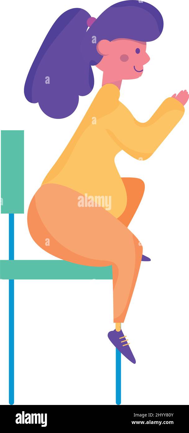 Isolated happy girl cartoon on a chair Vector Stock Vector Image & Art ...