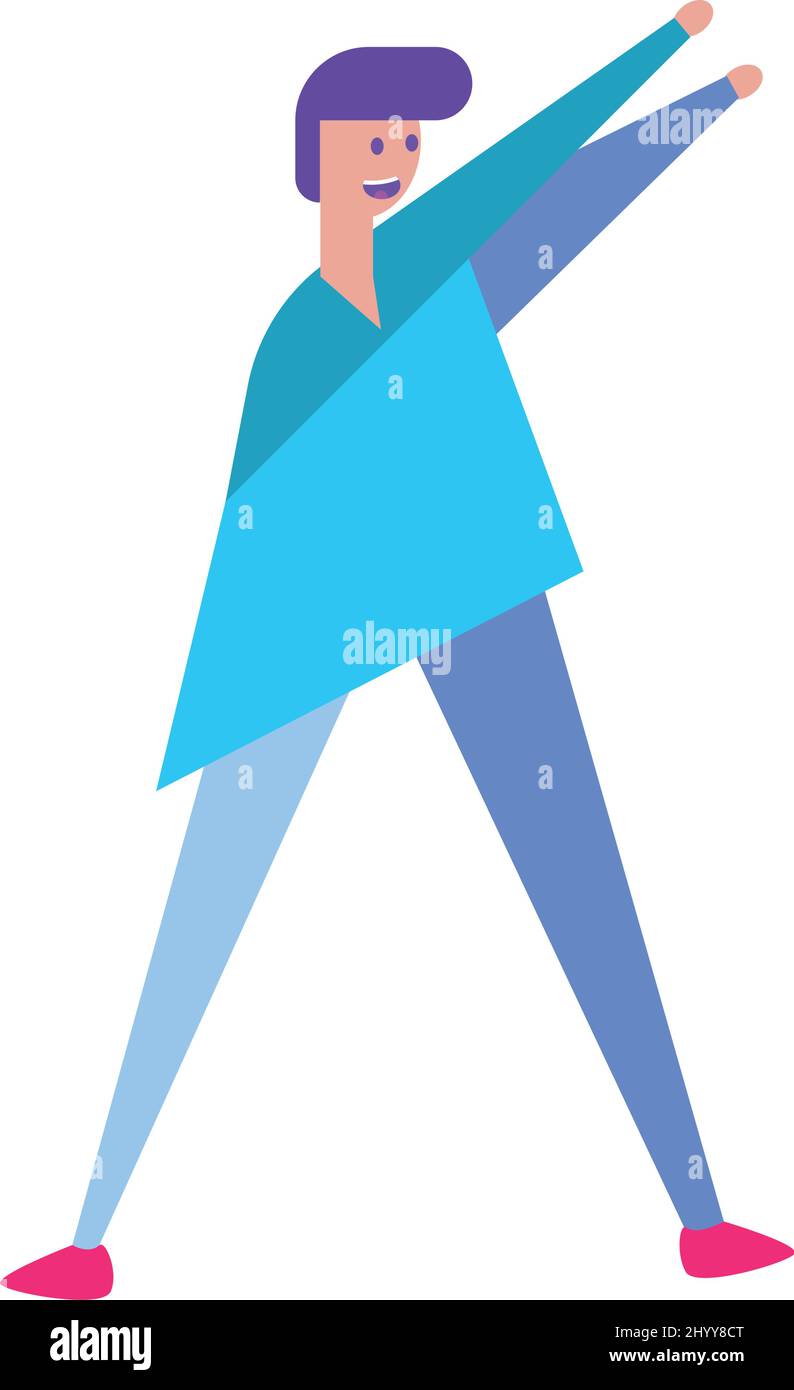 Isolated happy boy cartoon with both hands up Vector Stock Vector Image ...