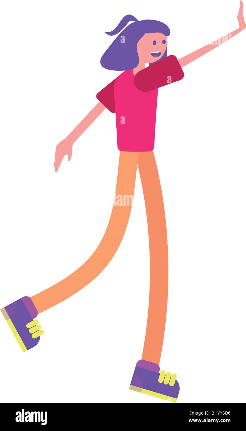 Isolated happy girl cartoon with one hand up Vector Stock Vector Image ...