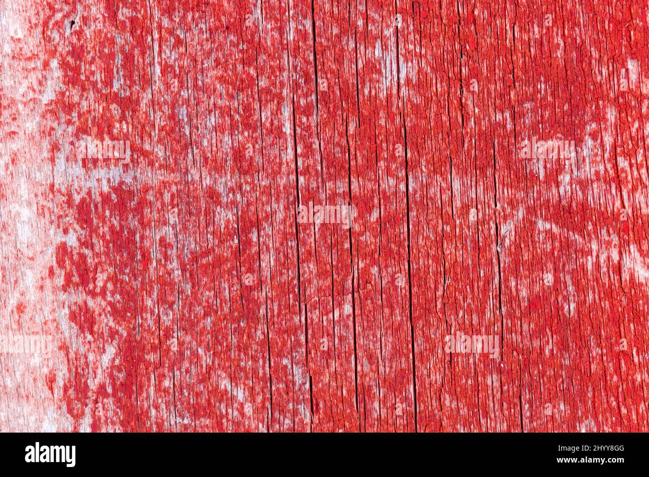 Old red weathered paint on wooden plank, high detailed texture and ...