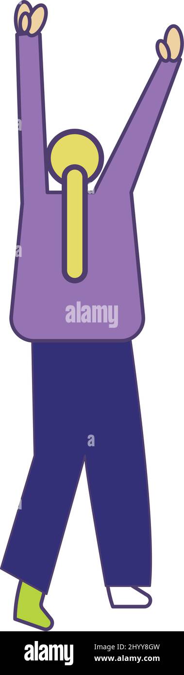 Isolated happy girl cartoon with both hands up Vector Stock Vector ...