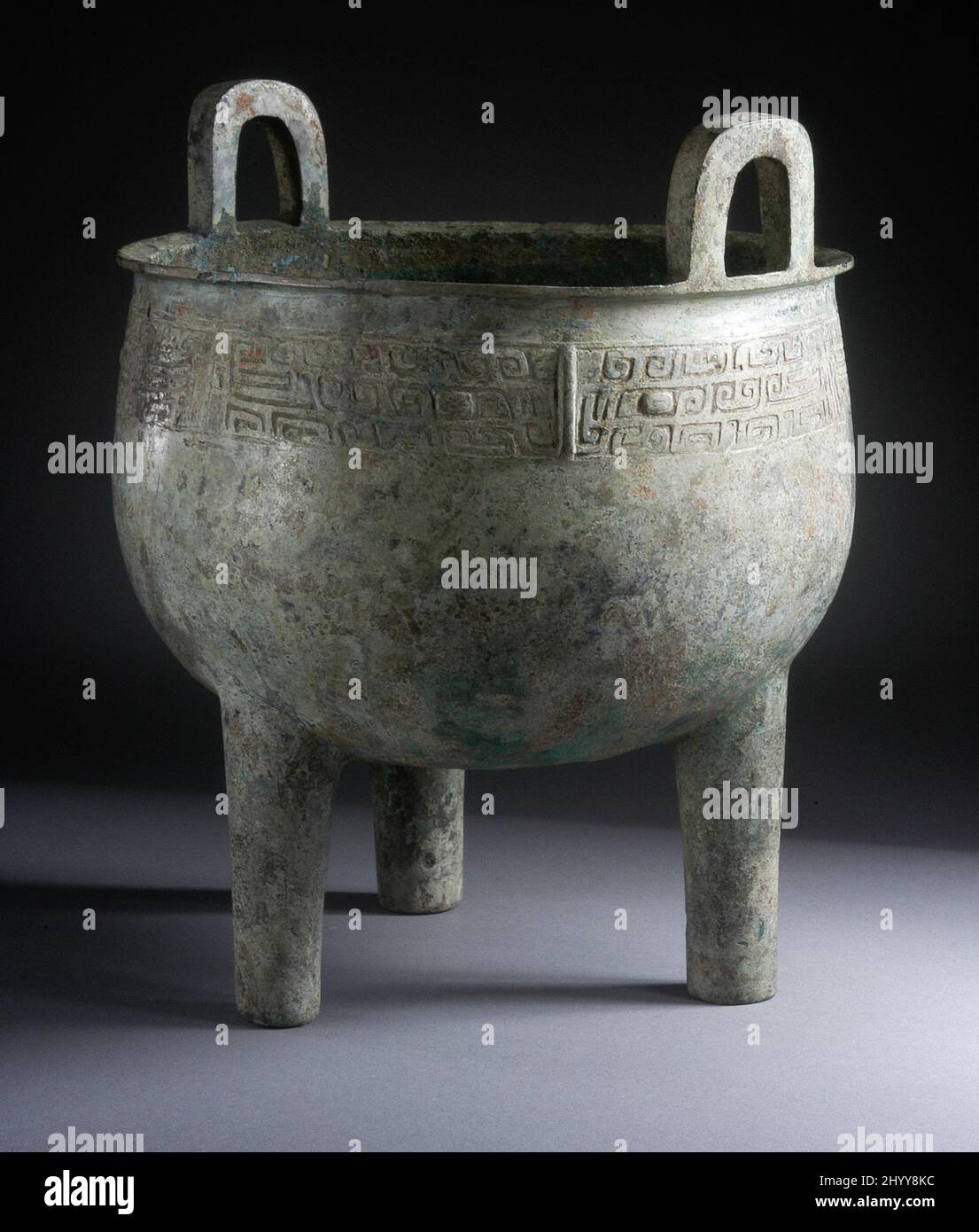Ritual Food Cauldron (Ding) with Masks. China, Late Shang dynasty, late ...