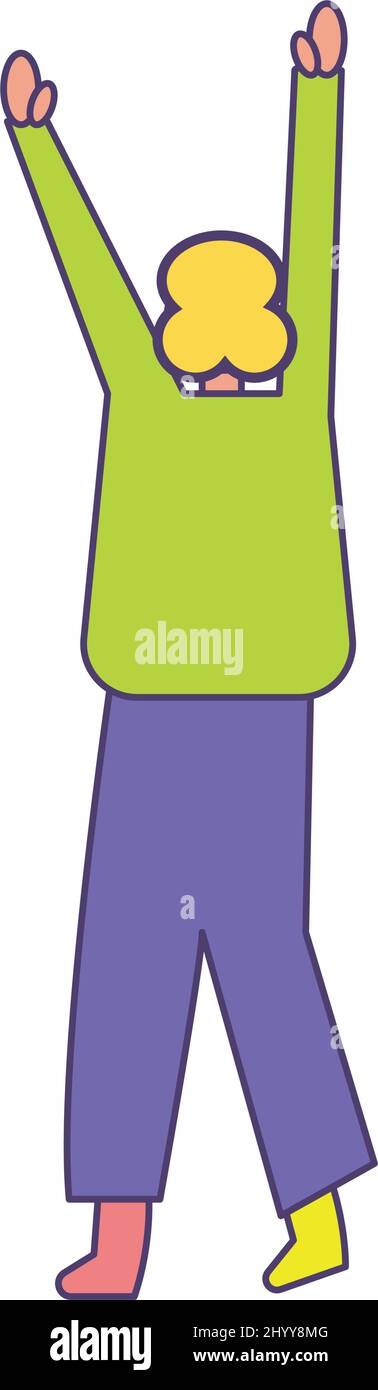 Isolated happy girl cartoon with both hands up Vector Stock Vector ...