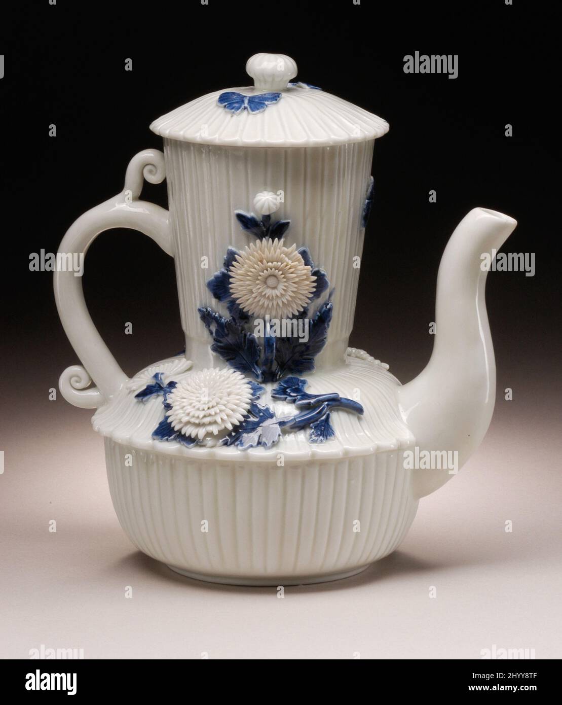 Pouring Vessel with Raised Chrysanthemums and Butterflies. Japan ...