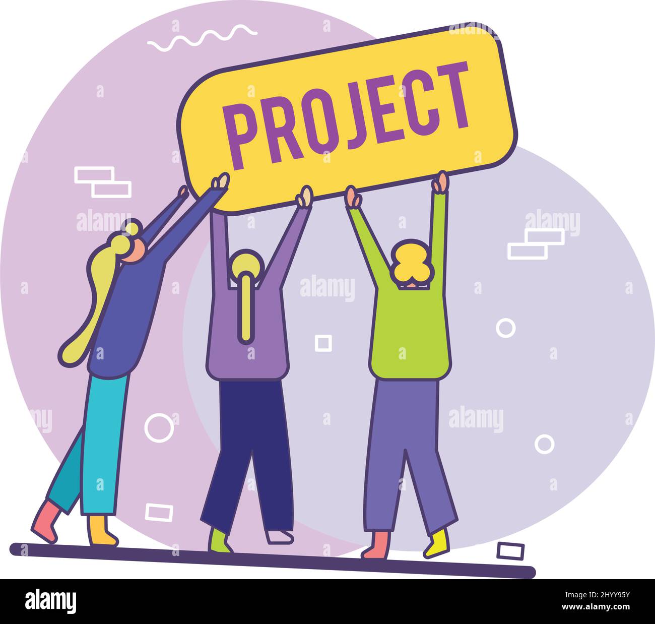 People holding a project poster Teamwork concept Vector Stock Vector ...