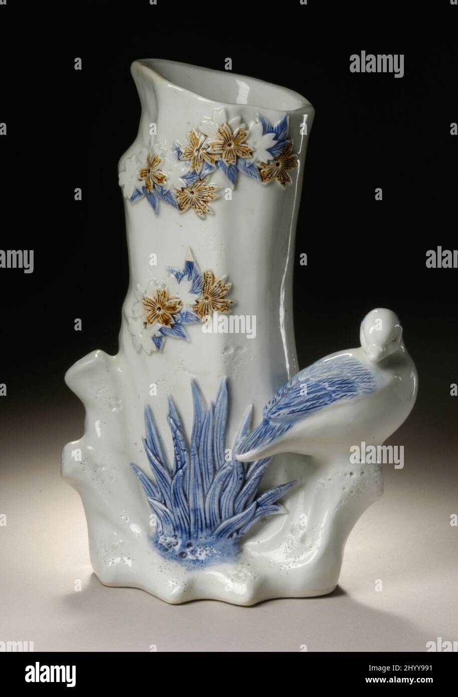 Tree-Stump Vase with Seated Duck. Japan, 19th century. Ceramics. Hirado ...