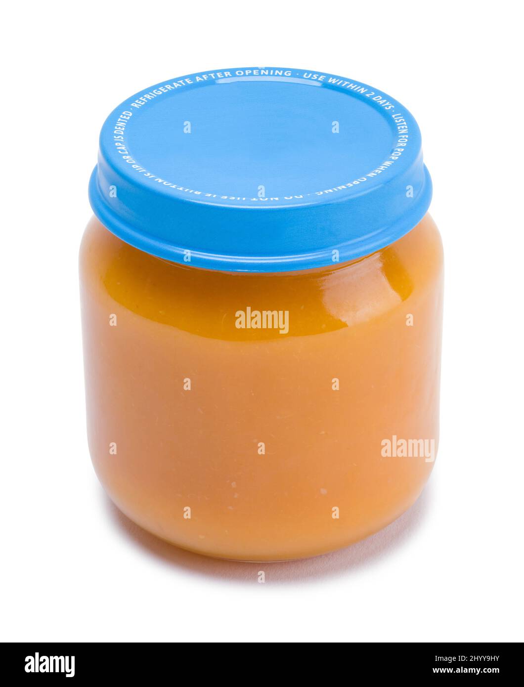 Baby Food Jar with Blue Lid Cut Out Stock Photo - Alamy