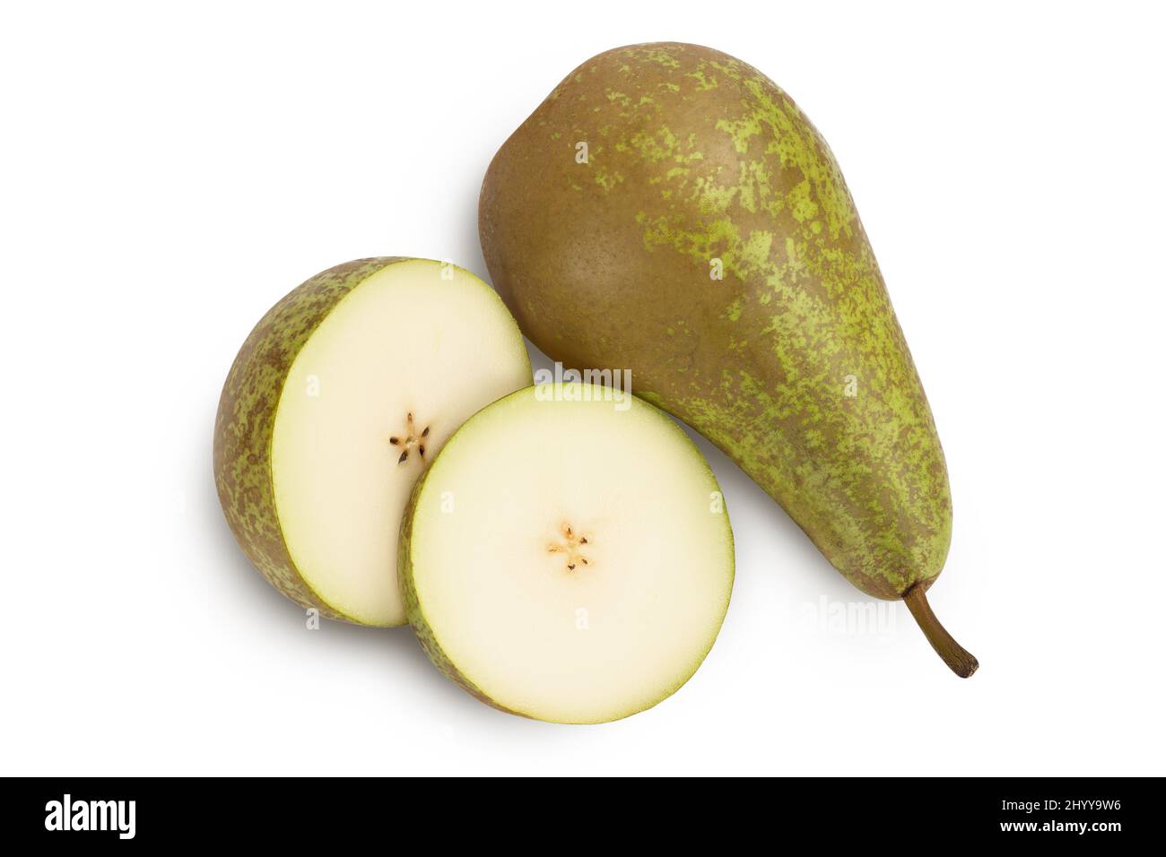 Green conference pear isolated on white background with clipping path ...